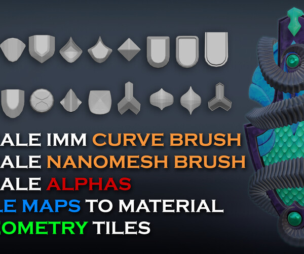 ArtStation - 39 Complete Scales and Armor Pack for Sculpting, Lowpoly, Texturing, Modeling and ...