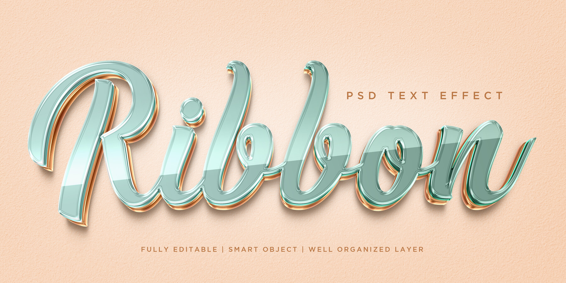 ArtStation - 3D Ribbon PSD fully editable text effect. Layer style PSD ...