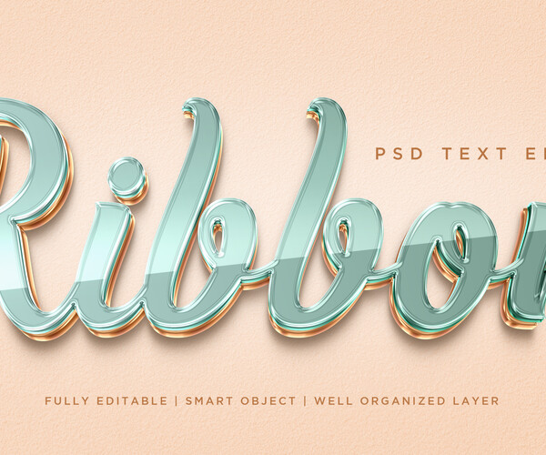 ArtStation - 3D Ribbon PSD fully editable text effect. Layer style PSD ...