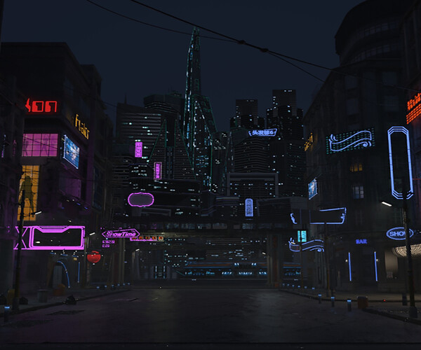 ArtStation - cyber city street | Game Assets