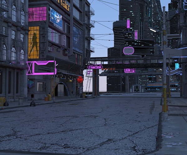 ArtStation - cyber city street | Game Assets