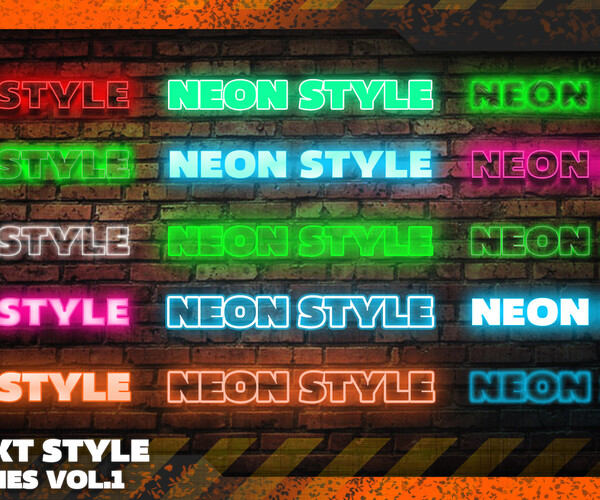 ArtStation - 15 TEXT STYLES FOR PHOTOSHOP (NEON STYLES)-VOL1 | Artworks