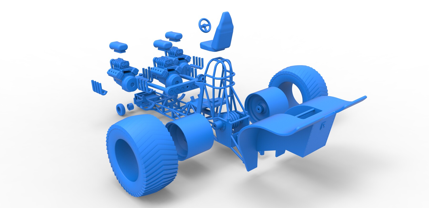 ArtStation - 3D printable Diecast Pulling tractor with 3 engines V8 ...