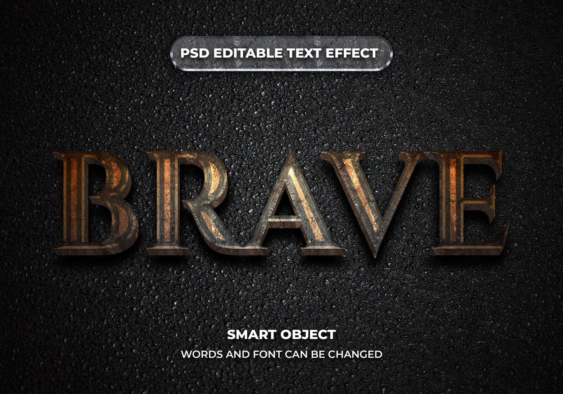 ArtStation - 3D Brave PSD fully editable text effect. Layer style PSD ...