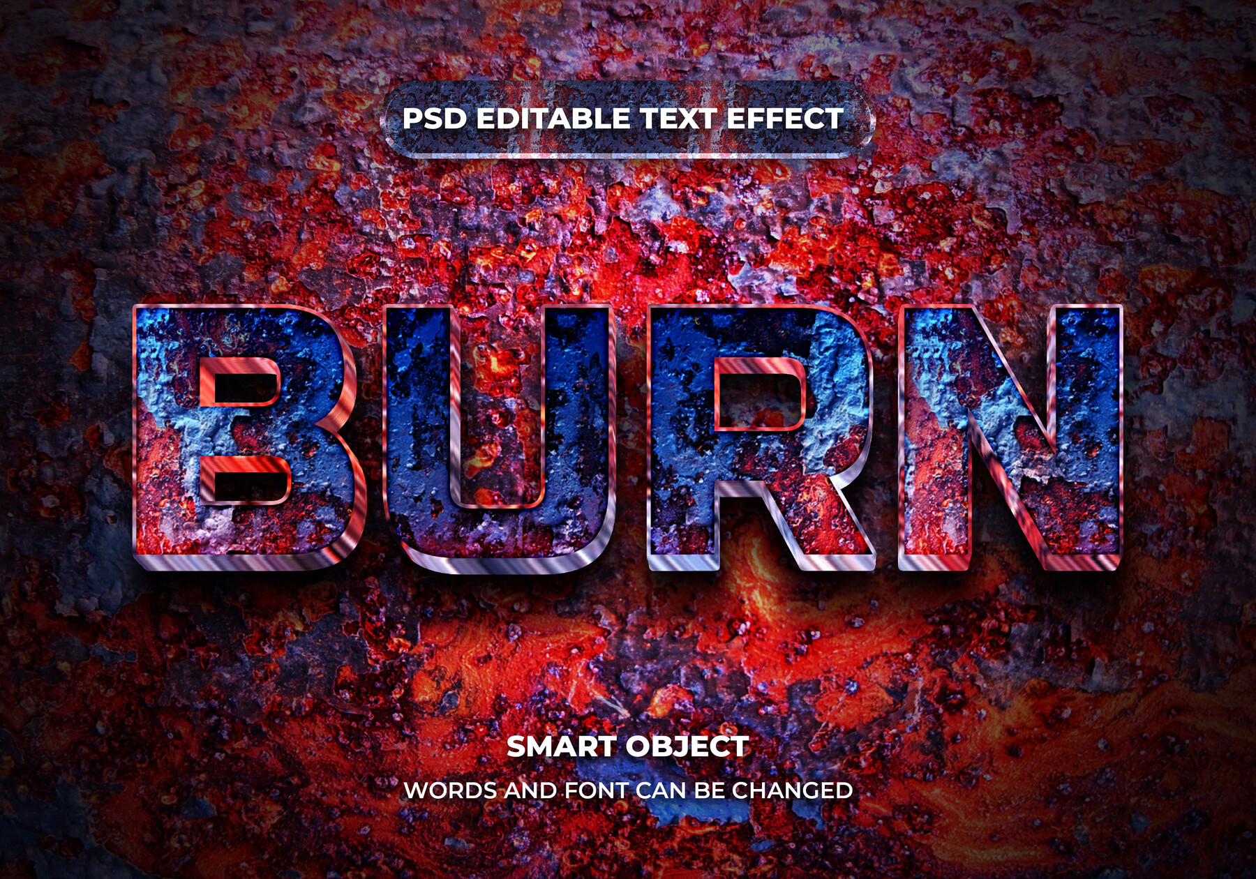 ArtStation - 3D Burn PSD fully editable text effect. Layer style PSD ...