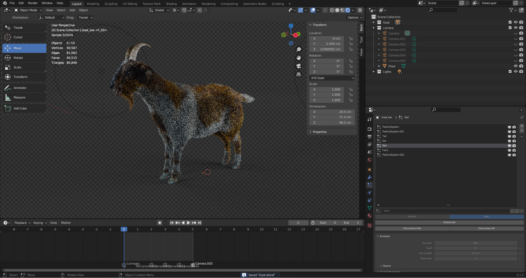 ArtStation - Fur Goat 01 Rigged in Blender | Game Assets