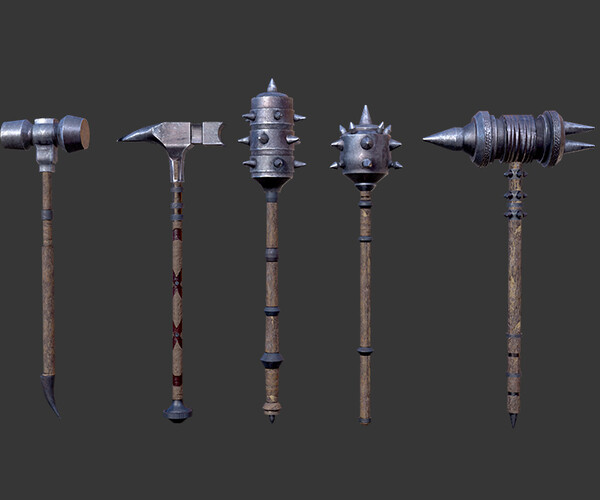 ArtStation - 25 Low Poly Hammer | Game Assets