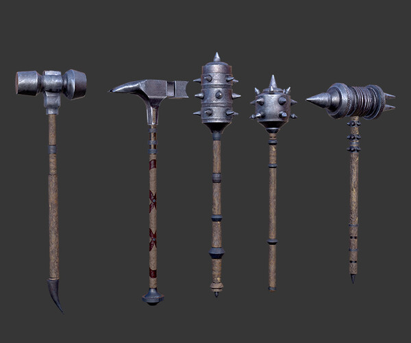 ArtStation - 25 Low Poly Hammer | Game Assets