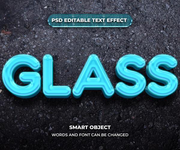 ArtStation - 3D Glass PSD fully editable text effect. Layer style PSD ...