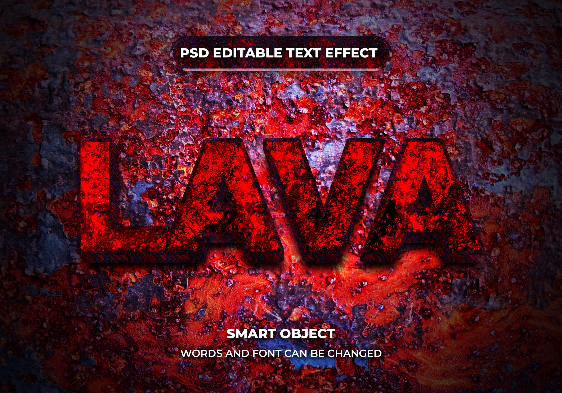 ArtStation - 3D Lava PSD fully editable text effect. Layer style PSD ...