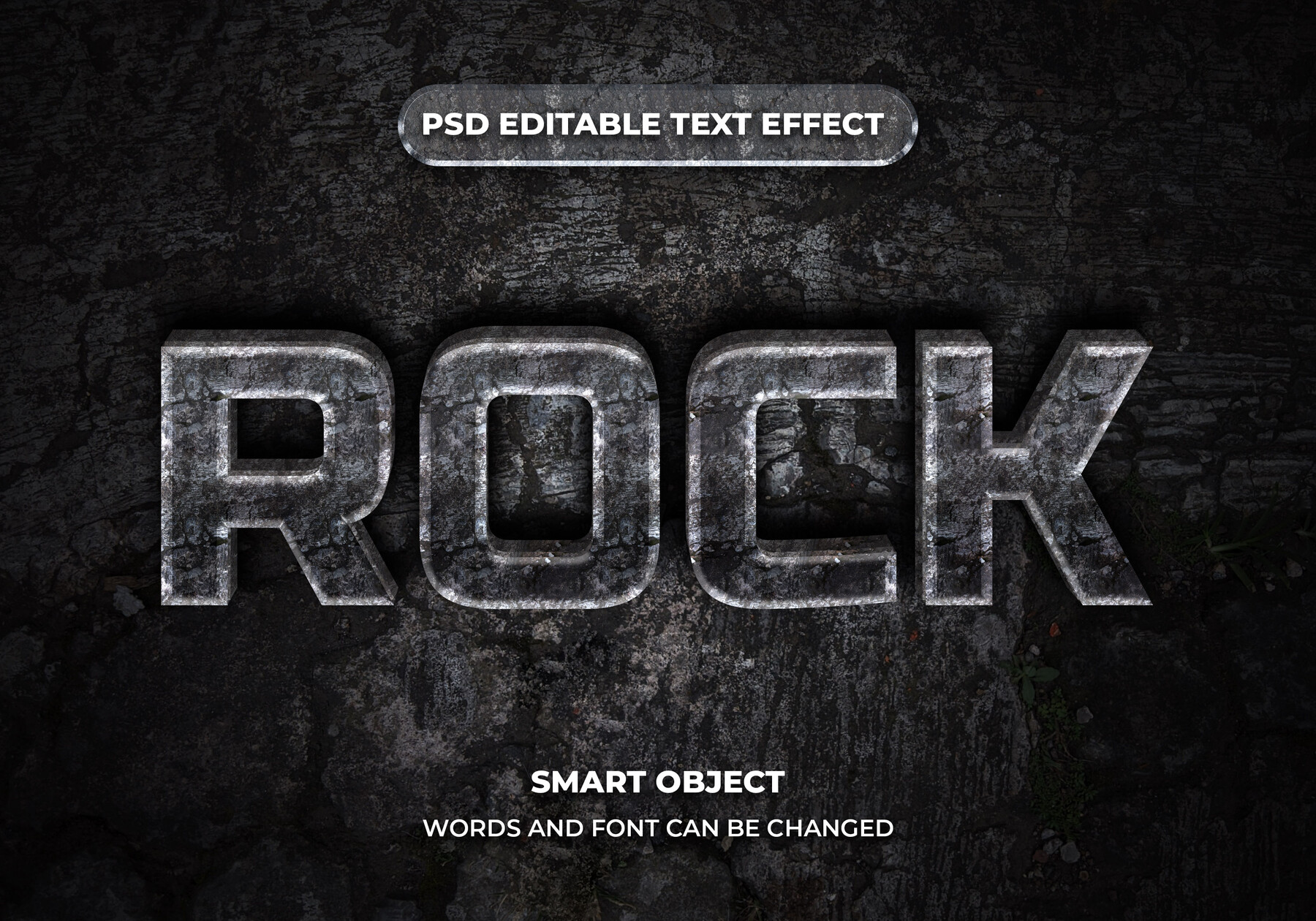 ArtStation - 3D Rock PSD fully editable text effect. Layer style PSD ...