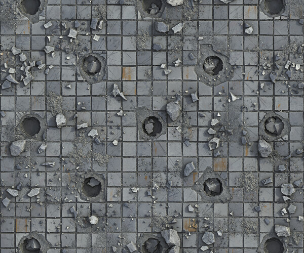 ArtStation - Substance Concrete Damaged Tiles | Game Assets