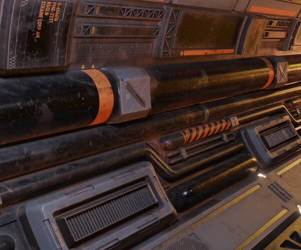 ArtStation - 4 Sci-fi corridor trim sheet textures - [Dark grey/Metal ...