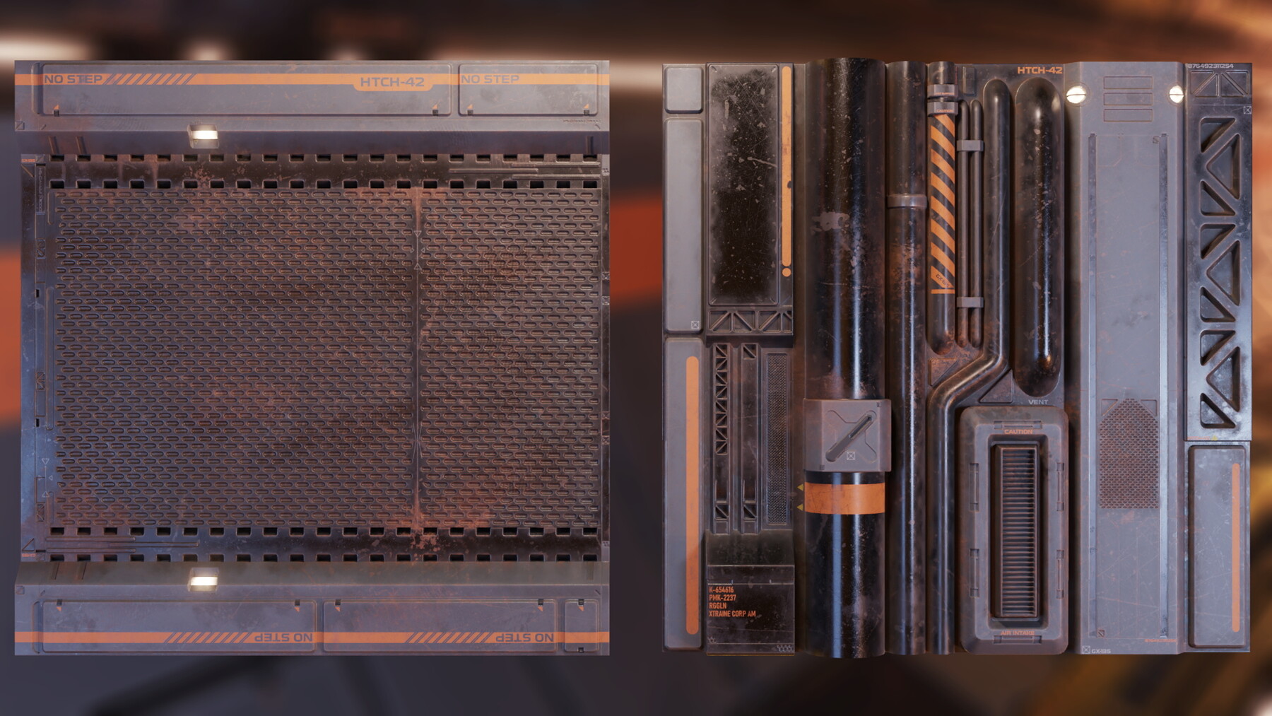 ArtStation - 4 Sci-fi corridor trim sheet textures - [Dark grey/Metal ...