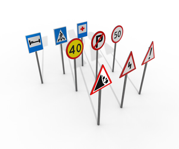ArtStation - Road signs PBR Road signs PBR low-poly game ready ...