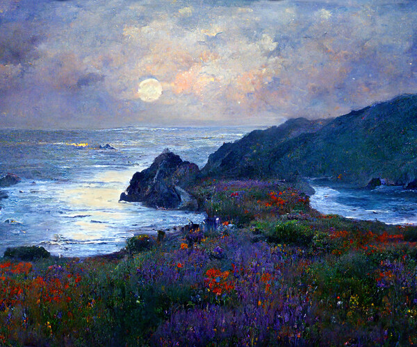 ArtStation - Nocturnal Sea with Full Moon | Artworks