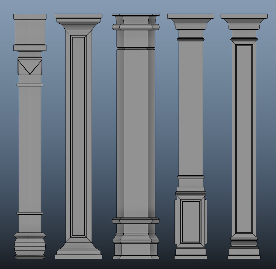 ArtStation - 20 Column Base Mesh ( with UV) | Resources