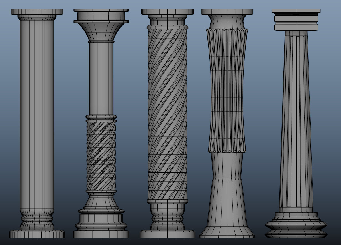 ArtStation - 20 Column Base Mesh ( with UV) | Resources