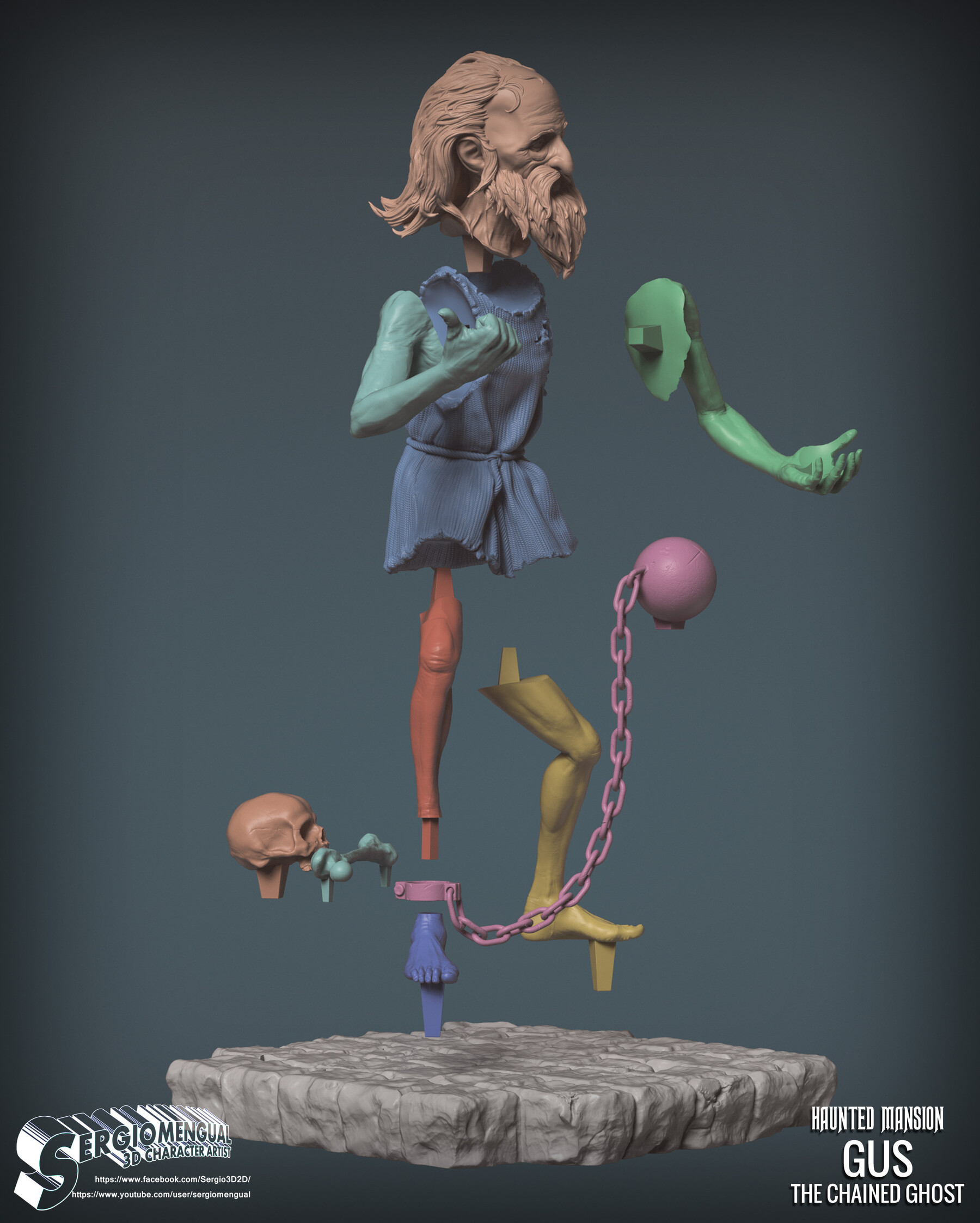 ArtStation - Haunted Mansion Gus The Chained Ghost 3D Printable Sculpt | Resources