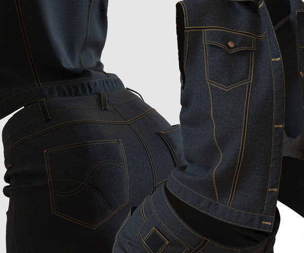 ArtStation - Female Denim Outfit | Marvelous Designer | CLO3D project ...