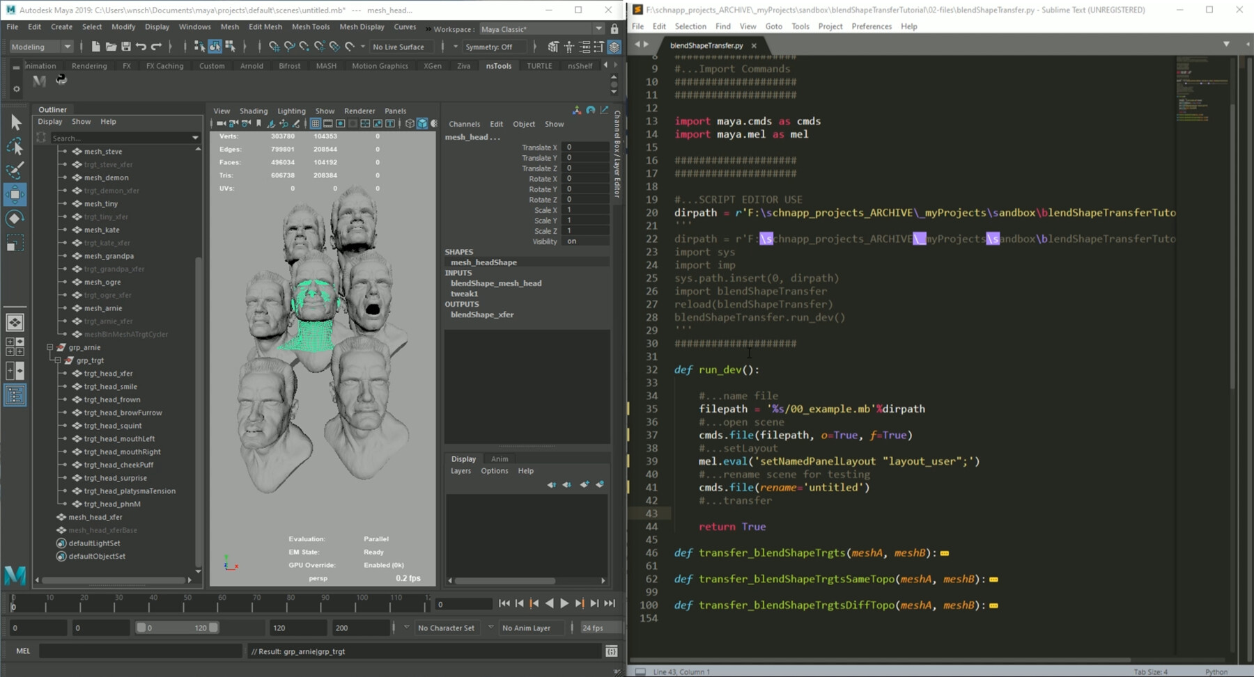 ArtStation - Automatic BlendShape Transfer to Different Topology | Tutorials