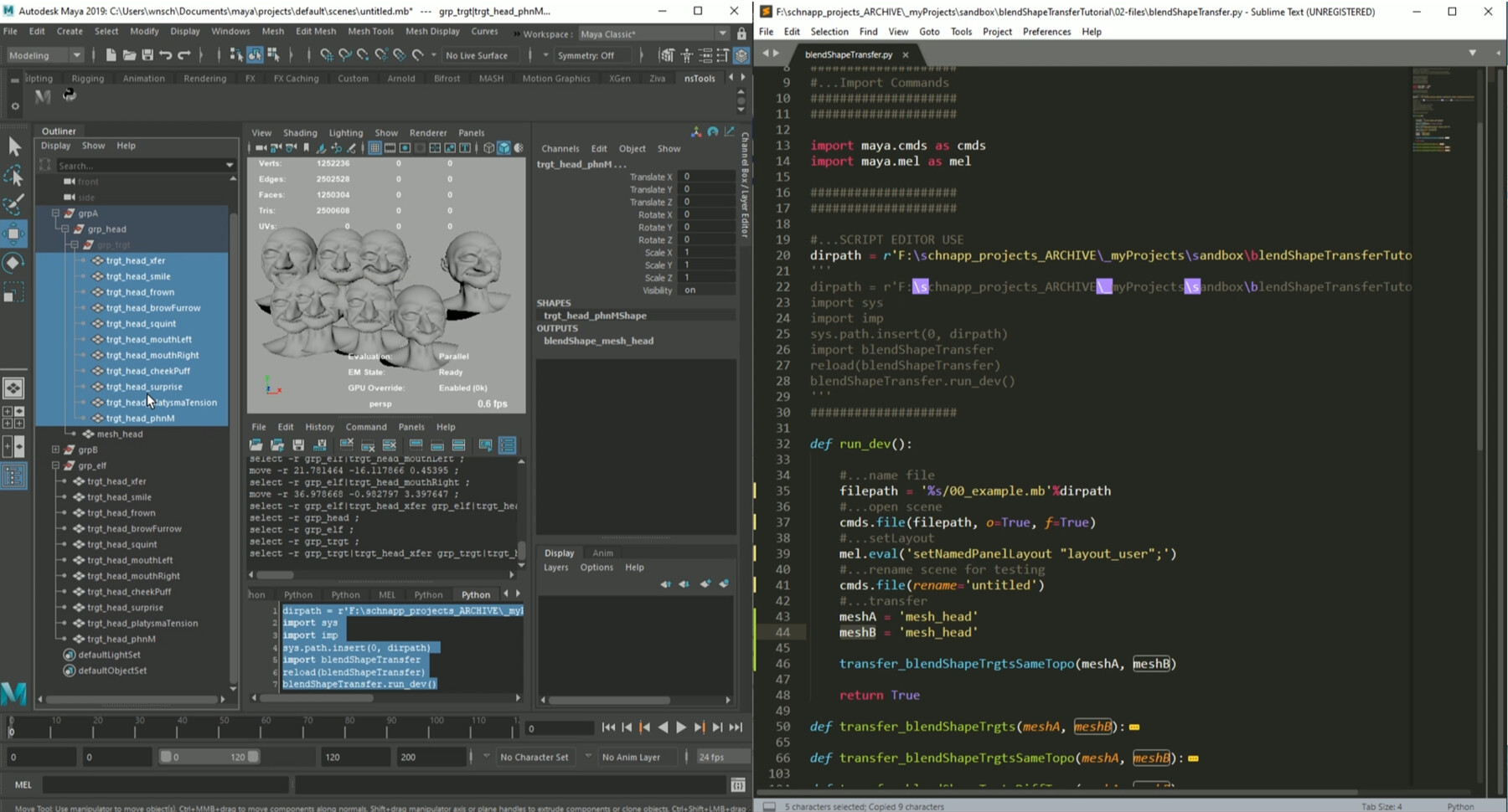 ArtStation - Automatic BlendShape Transfer to Different Topology | Tutorials
