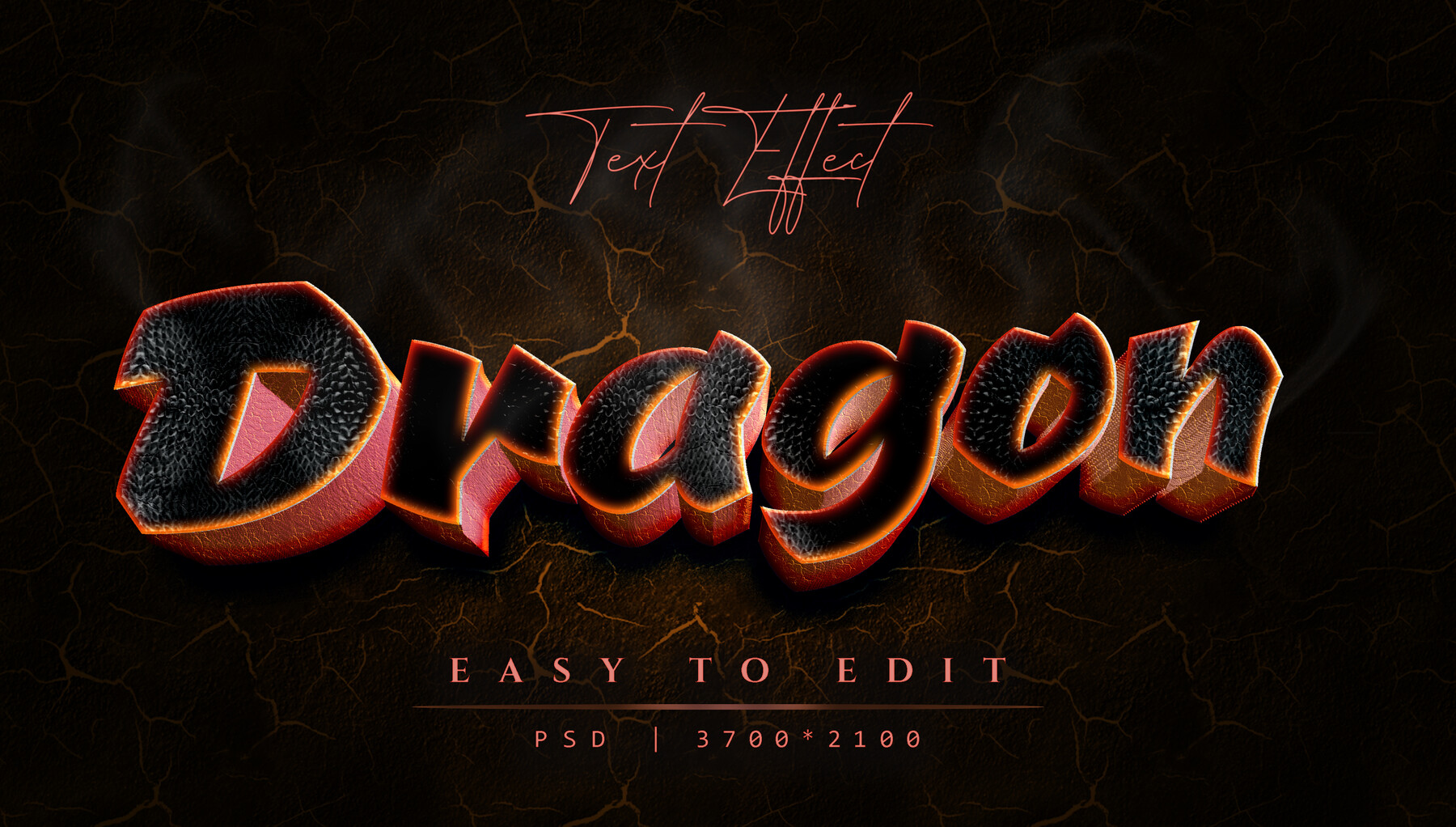 ArtStation - 3D Dragon PSD fully editable text effect. Layer style PSD ...