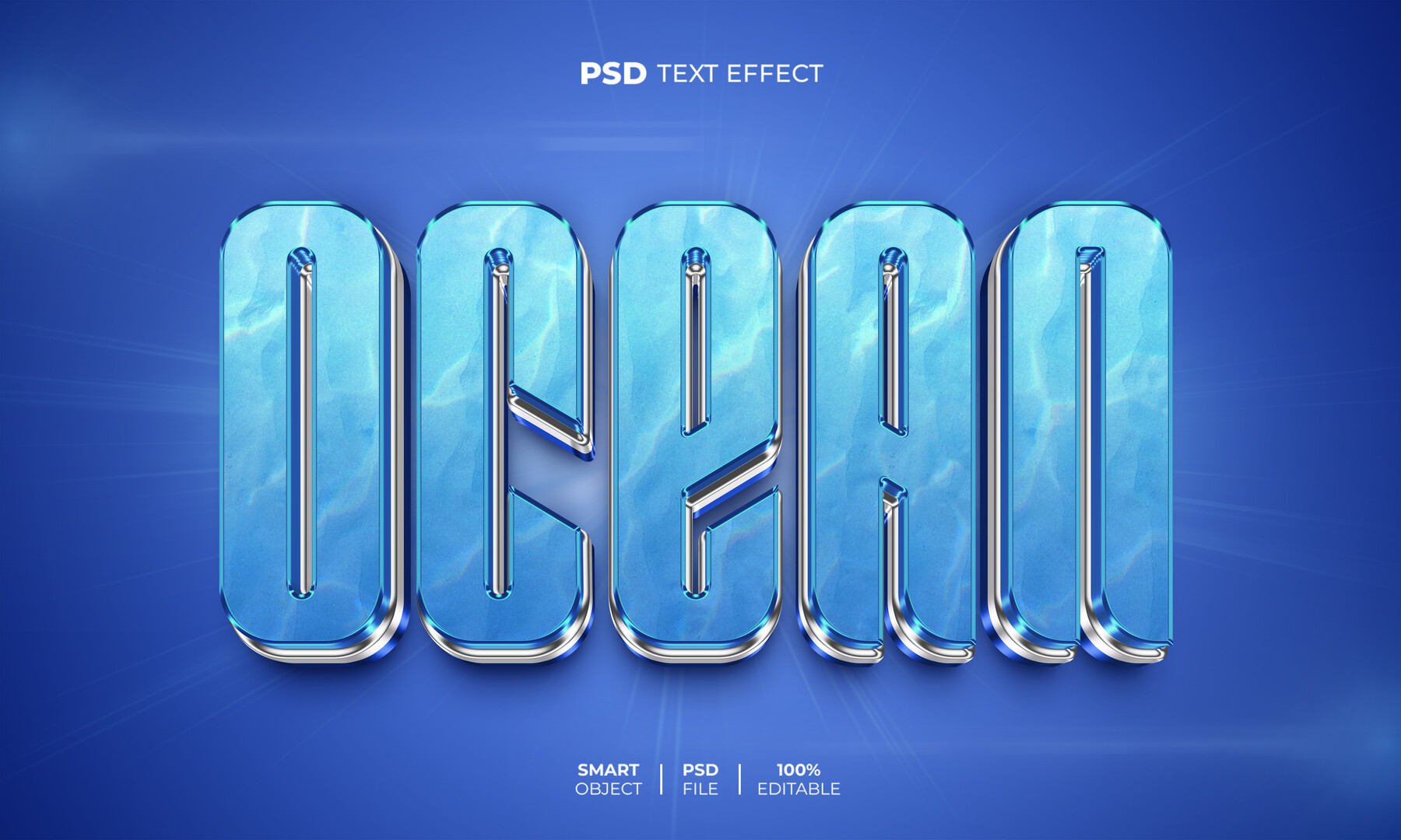 ArtStation - 3D Ocean PSD fully editable text effect. Layer style PSD mockup template. | Artworks