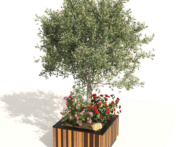 ArtStation - Outdoor tree flower wood pot | Resources