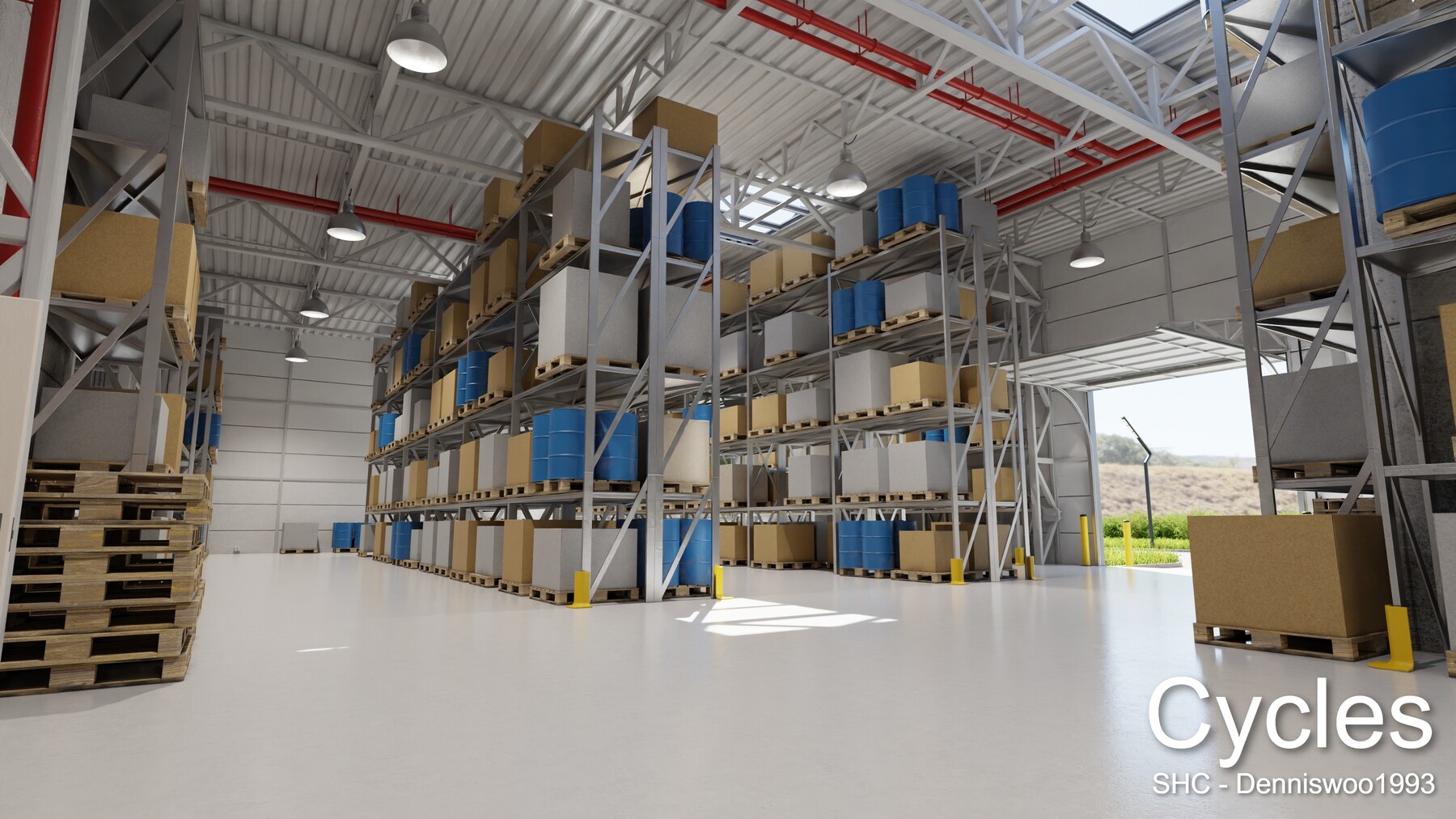 ArtStation - Modern furnished warehouse with office for Blender Eevee ...