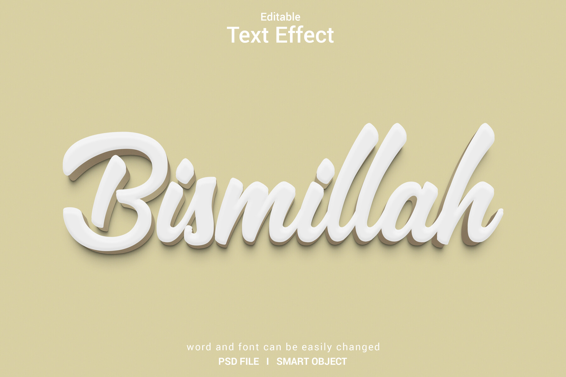 ArtStation - 3D Bismillah PSD fully editable text effect. Layer style ...