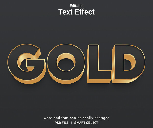 ArtStation - 3D Gold PSD fully editable text effect. Layer style PSD ...