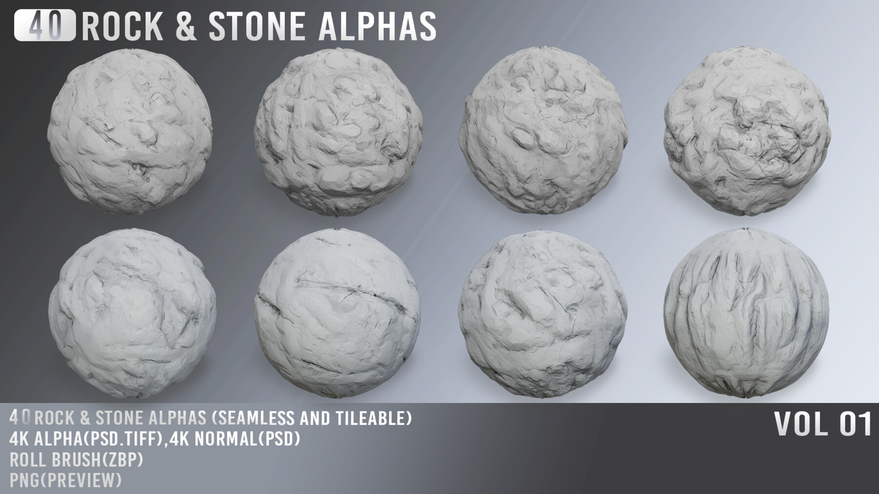 ArtStation - 40 ROCK & STONE ALPHAS | Brushes