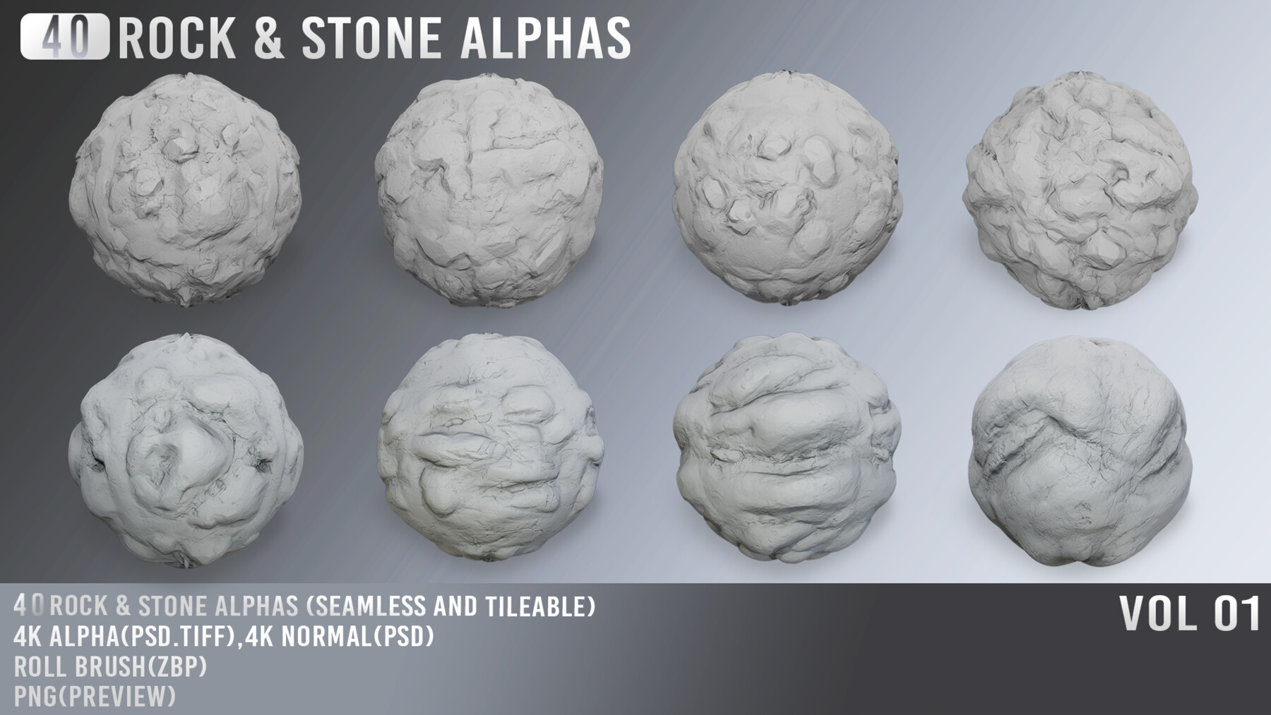 ArtStation - 40 ROCK & STONE ALPHAS | Brushes