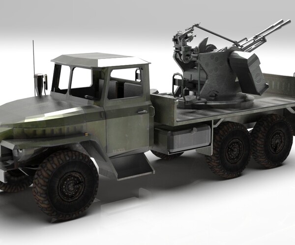 ArtStation - Truck Ural Rear Gun (ALL OBJECTS ARE DETACHABLE) | Game Assets