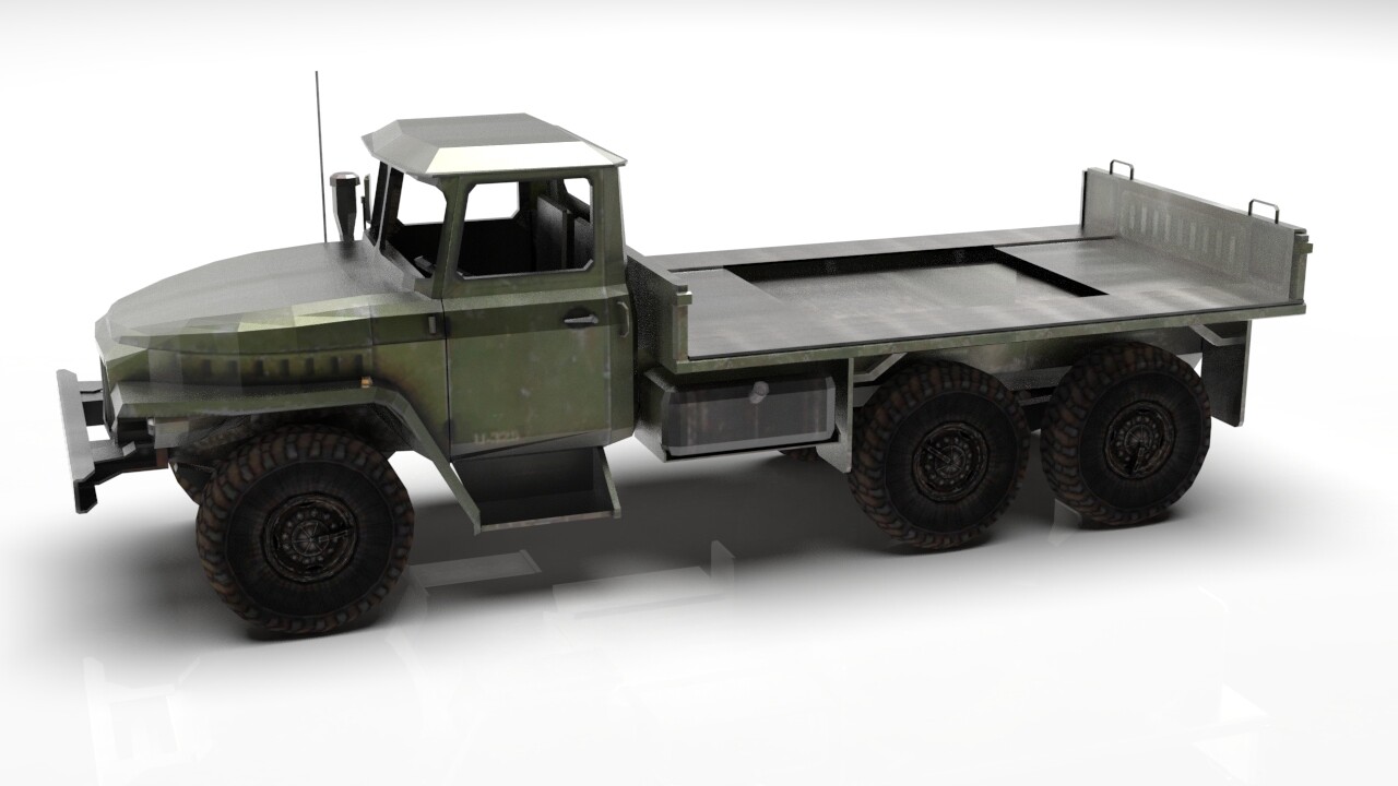 ArtStation - Truck Ural Rear Gun (ALL OBJECTS ARE DETACHABLE) | Game Assets