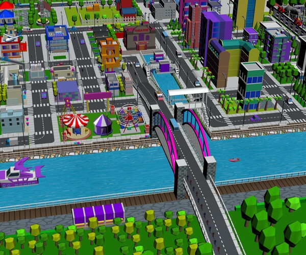 ArtStation - Low Poly City Town 3D model | Game Assets