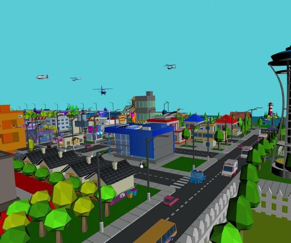 ArtStation - Low Poly City Town 3D model | Game Assets