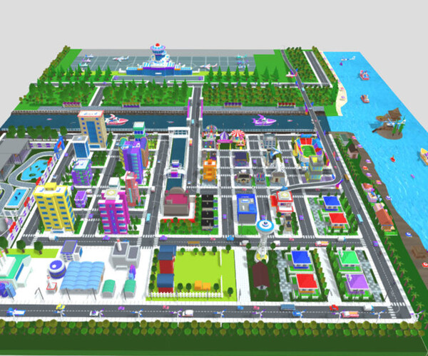ArtStation - Low Poly City Town 3D model | Game Assets