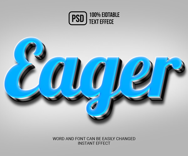 ArtStation - 3D Eager PSD fully editable text effect. Layer style PSD ...