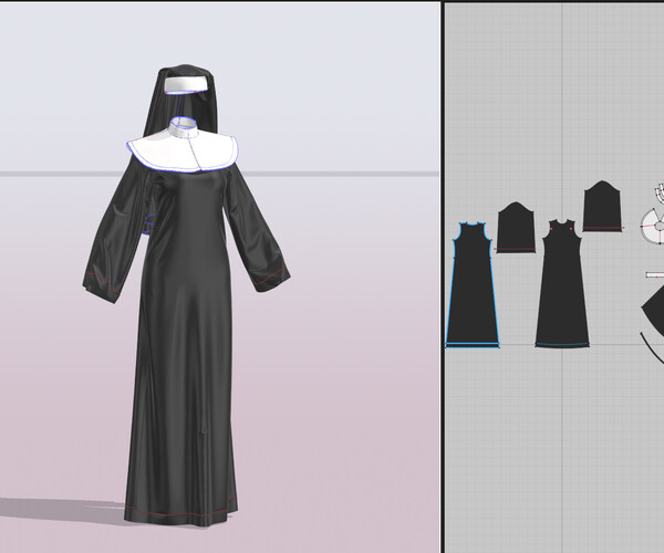 ArtStation - Nun suit Marvelous designer project 3D model girl female ...