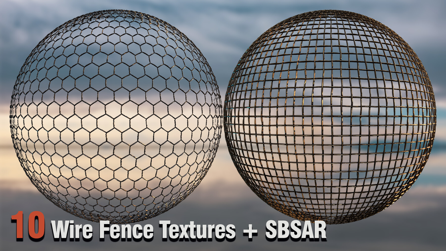 ArtStation - 10 Wire Fence Textures + .SBSAR | Resources