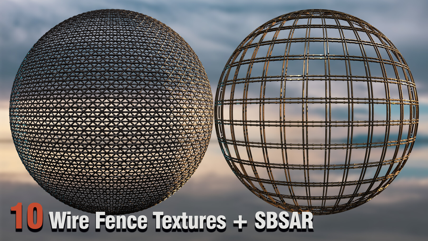 ArtStation - 10 Wire Fence Textures + .SBSAR | Resources