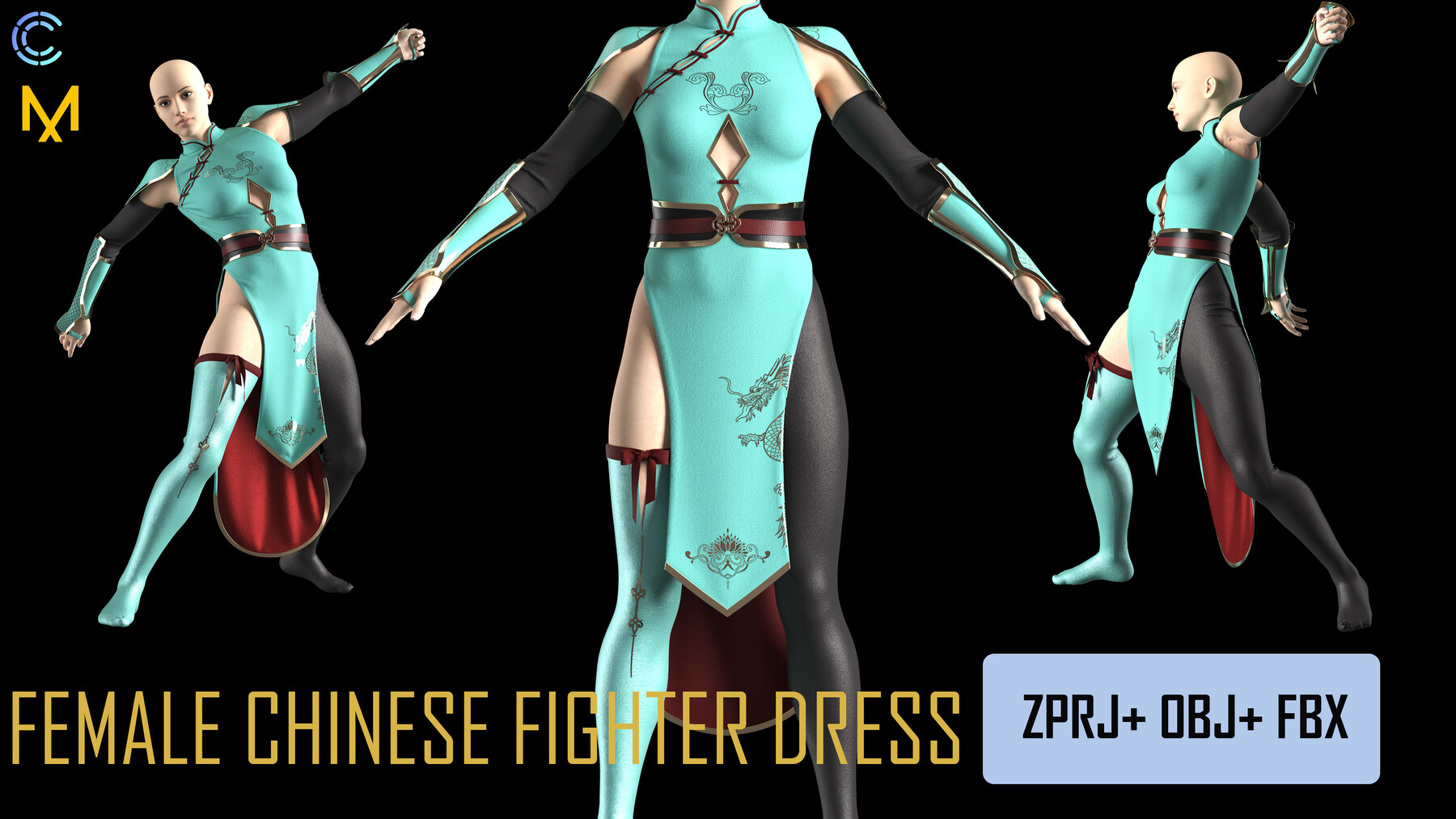 ArtStation - FEMALE CHINESE FIGHTER DRESS. Marvelous Designer, Clo 3D ...