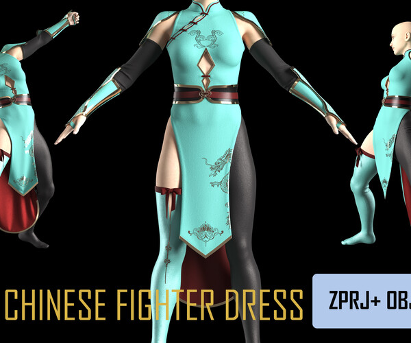 ArtStation - FEMALE CHINESE FIGHTER DRESS. Marvelous Designer, Clo 3D ...
