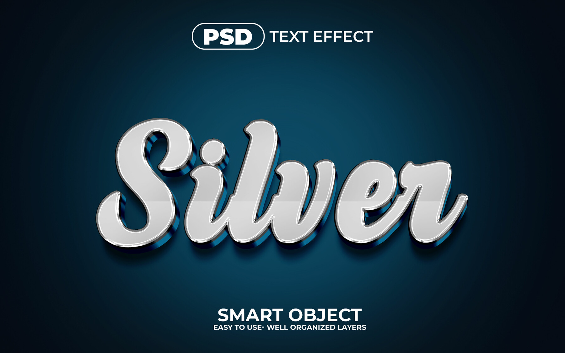 ArtStation - 3D Silver PSD fully editable text effect. Layer style PSD ...
