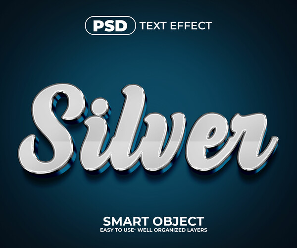 ArtStation - 3D Silver PSD fully editable text effect. Layer style PSD ...