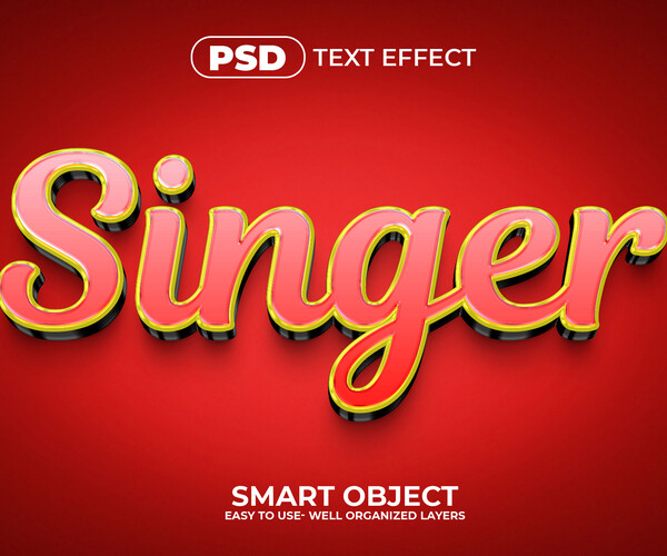 ArtStation - 3D Singer PSD fully editable text effect. Layer style PSD ...