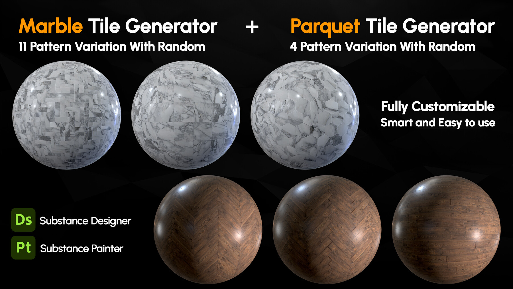 ArtStation - 15 Marble and Parquet Tile Generator Pattern - Substance ...