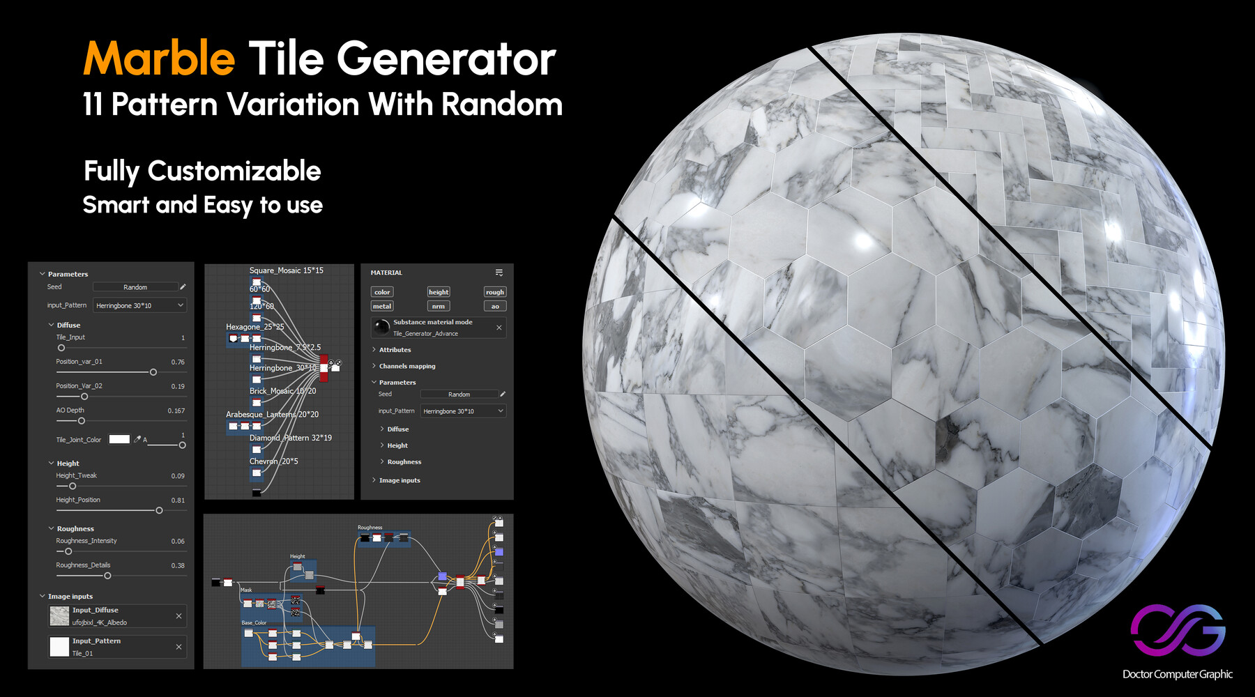 ArtStation - 15 Marble and Parquet Tile Generator Pattern - Substance ...